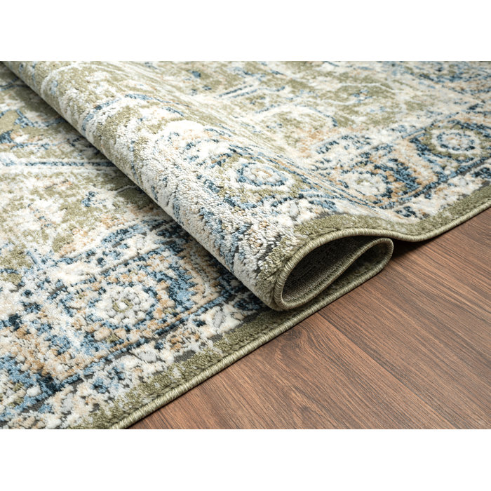 Bungalow Rose Machine Woven / Power Loomed Performance Blue/Green/Gray ...