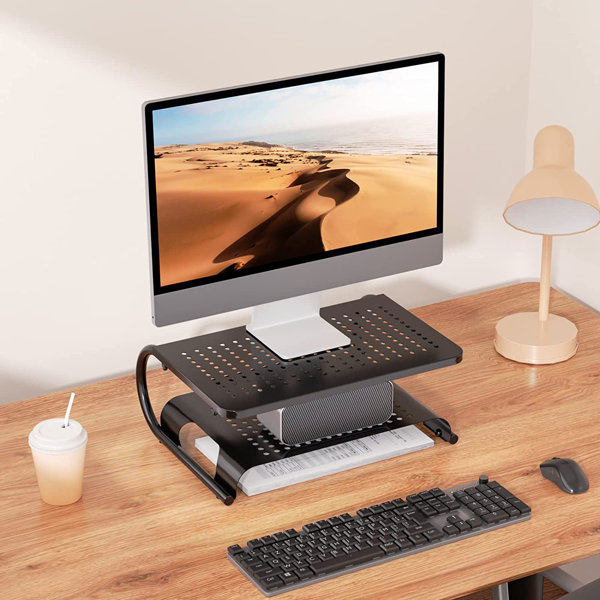 Hokku Designs Monitor Stand Riser, Vented Metal 2 Tier Desk Shelf For ...