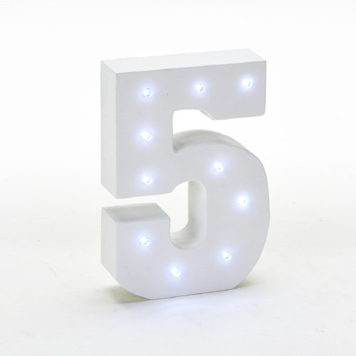 Latitude Run® Mkhitar Wooden LED Freestanding Number 5 Letter Block ...