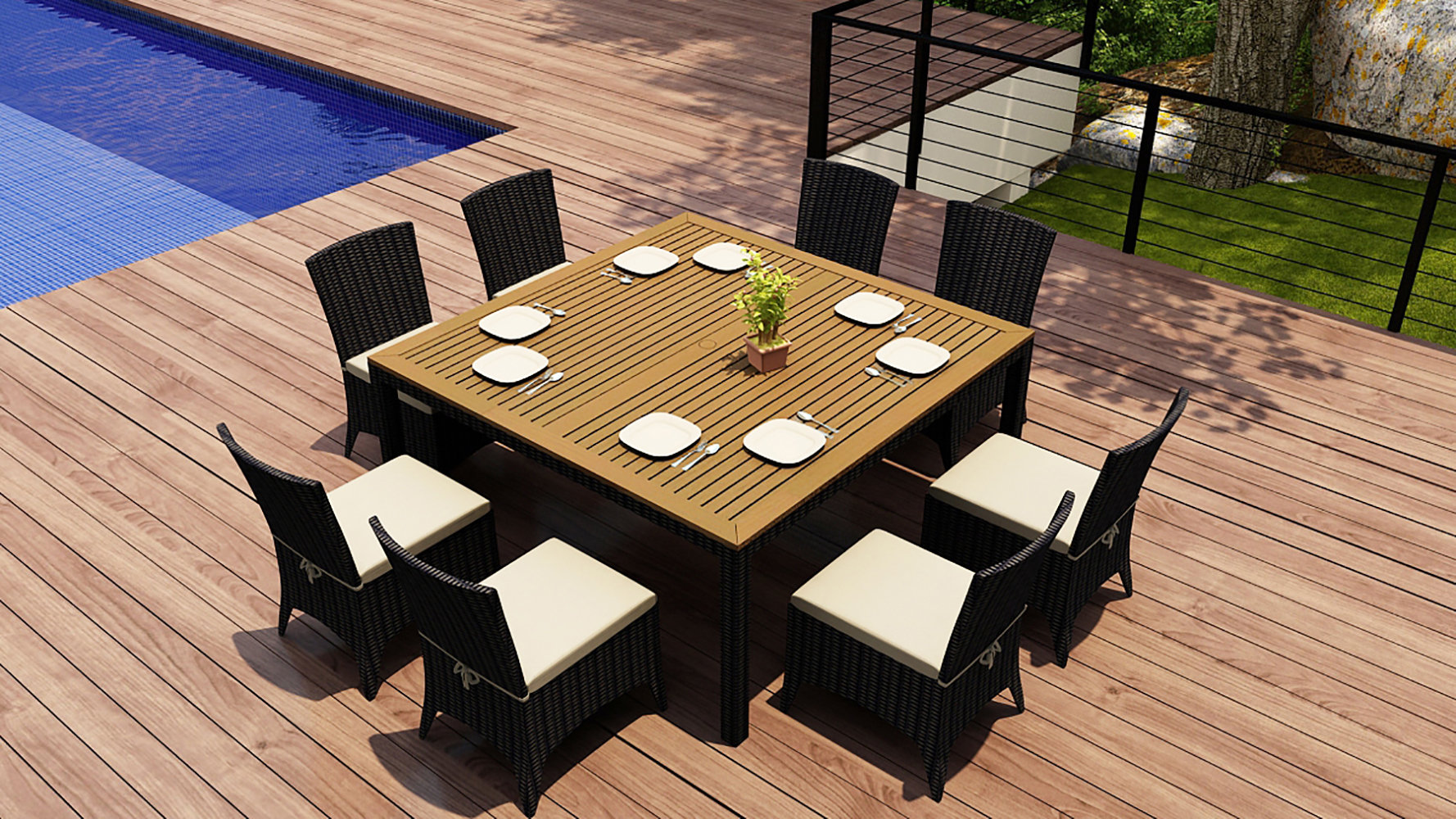 Beachcrest Home Laramie Square 8 - Person Outdoor Dining Set | Wayfair