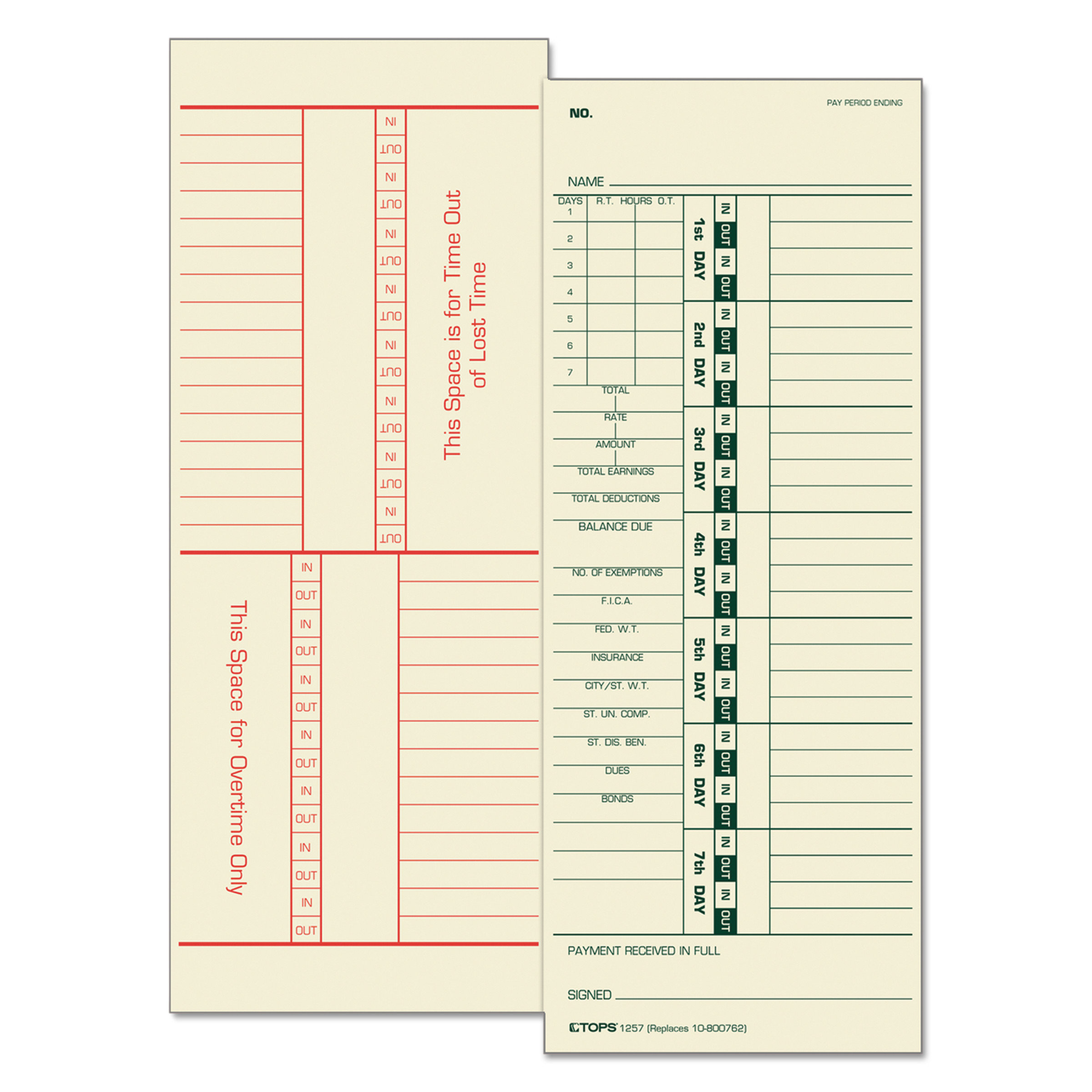 Tops Time Card for Acroprint and Simplex | Wayfair