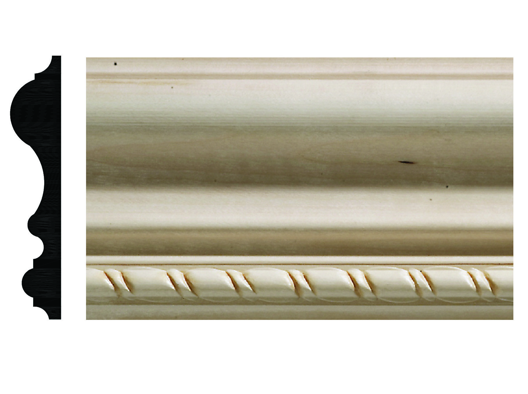 Ornamental Mouldings Hardwood Embossed Rope Panel Moulding 2.75" H x 96 ...