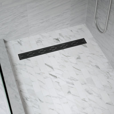 BK Products 36" Linear Shower Drain with Offset Linear Pattern Grate ...