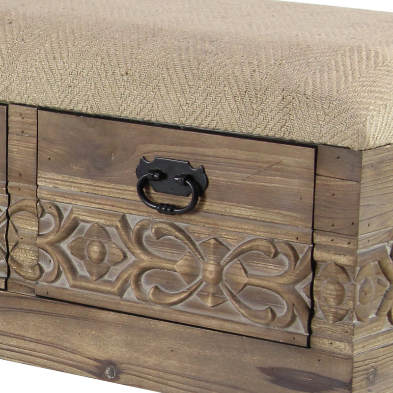 Bungalow Rose Gorgias Brown Wood Intricately Carved Floral Storage ...
