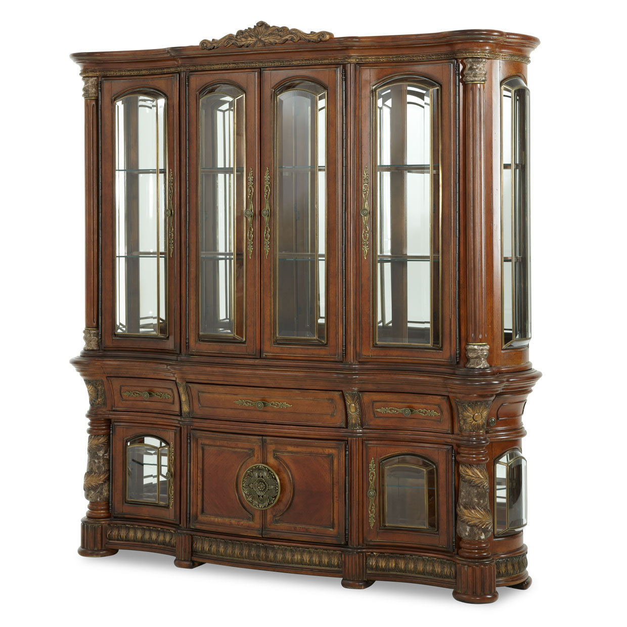 Michael Amini Villa Valencia 79'' Wide Mirrored Back China Cabinet with ...