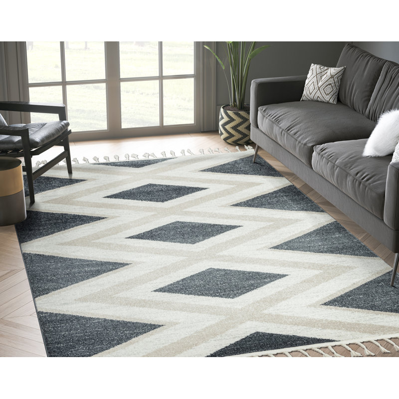 Union Rustic Galey Power Loom Performance Gray/Cream Rug | Wayfair