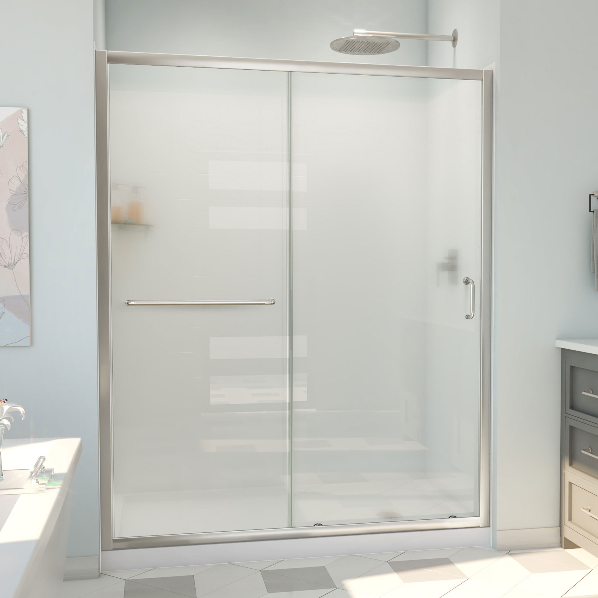 DreamLine 60" W x 34" D x 78" H Semi-Frameless Rectangle Shower Kit ...