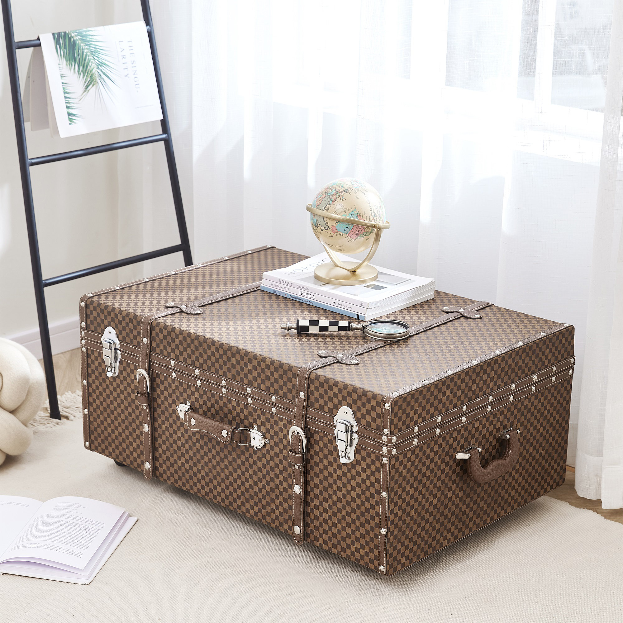 DormCo Texture Brand Trunk - Gray Check | Wayfair