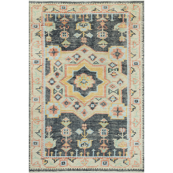 Charlton Home® Capriola Handmade Hand-Knotted Gray/Gold/Coral Rug ...