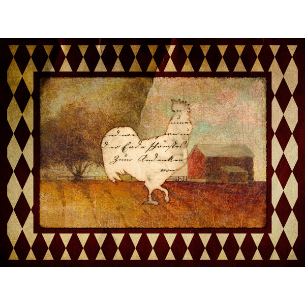 August Grove® Silhouetted Rooster - Wrapped Canvas Print | Wayfair