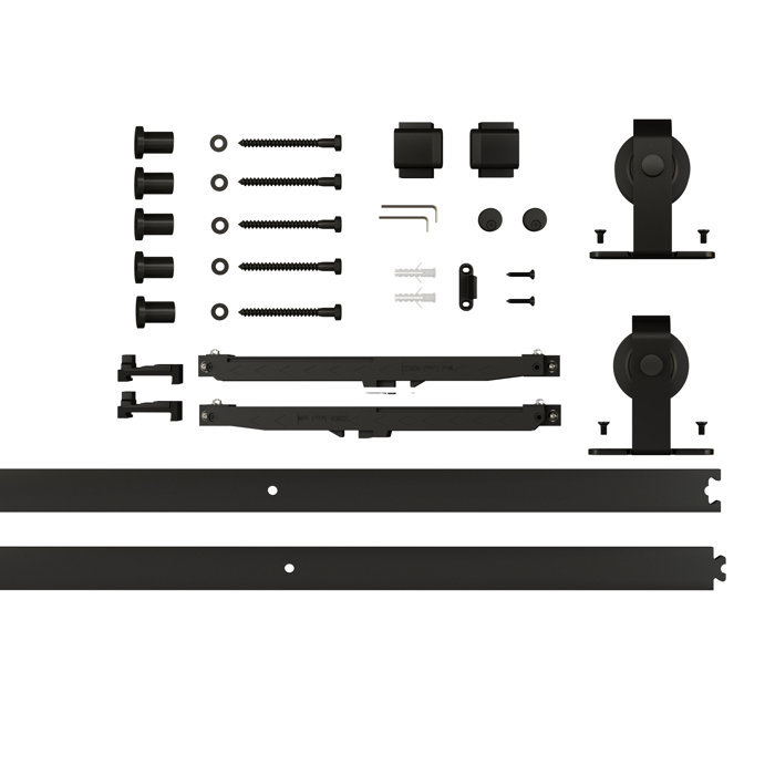 BARNSMITH Glass and Metal Barn Door with Installation Hardware Kit ...