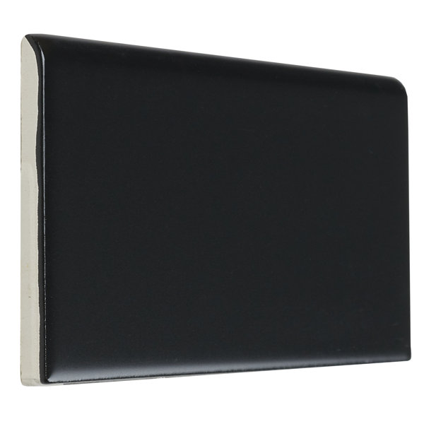 Itona Tile Guilford 6" x 3" Ceramic Bullnose Tile Trim in Matte Black ...