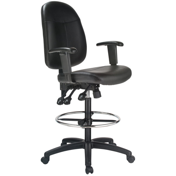 Harwick High-Back Ergonomic Genuine Leather Drafting Chair | Wayfair