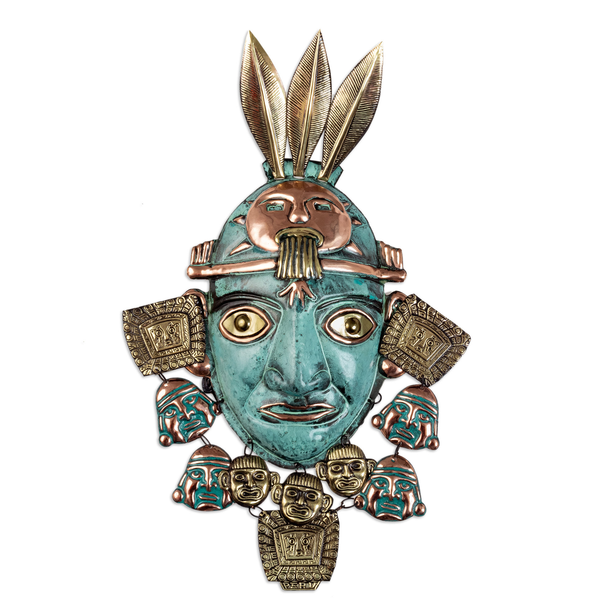 Bungalow Rose Inca Hero Copper Decorative Mask Wall Décor | Wayfair