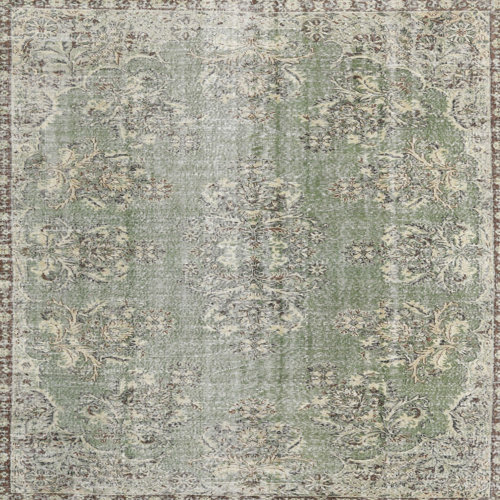 Bloomsbury Market Seliga Traditional Gray/Light Sky Green Area Rug ...