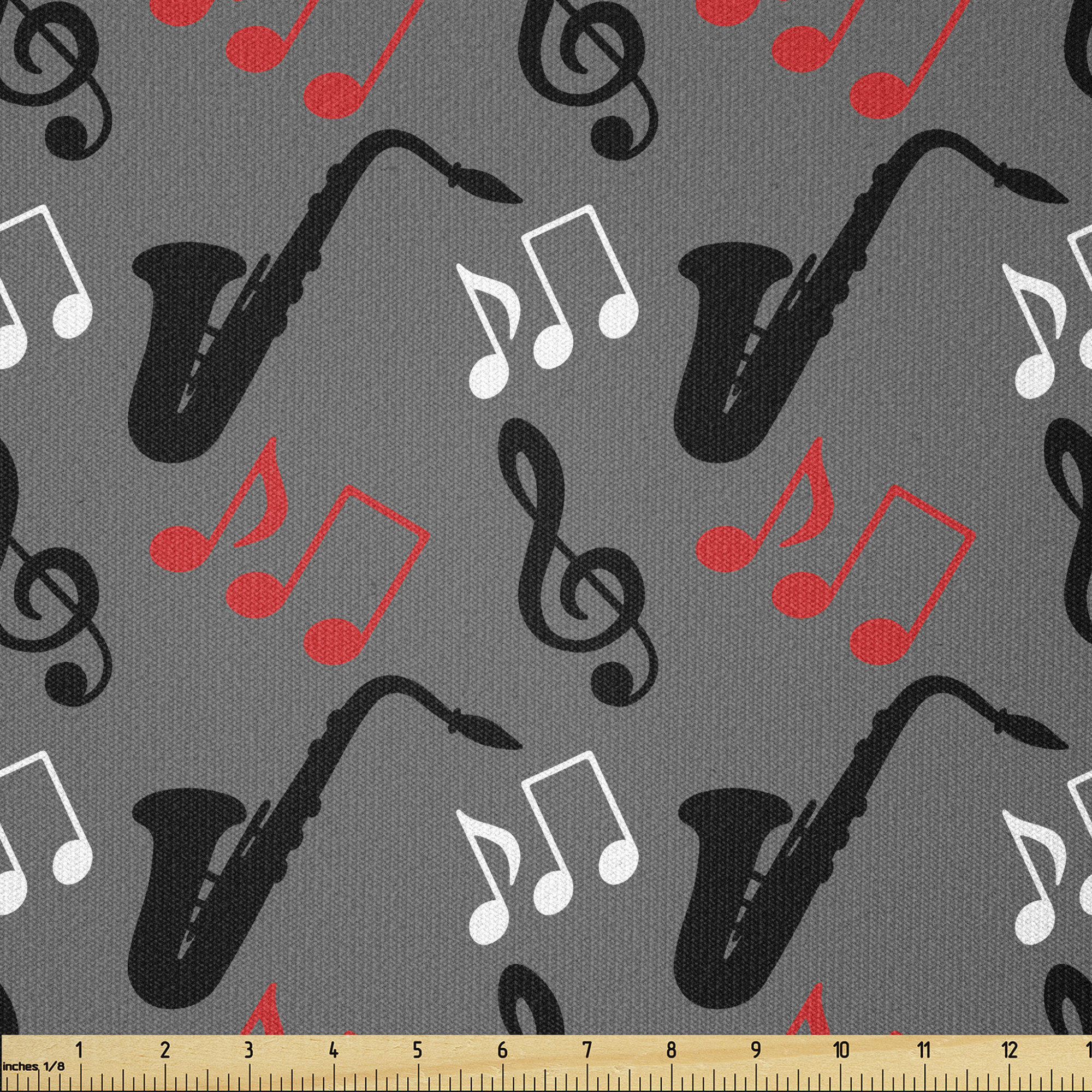 East Urban Home Jazz Music Fabric By The Yard, Music Notes Treble Clef ...