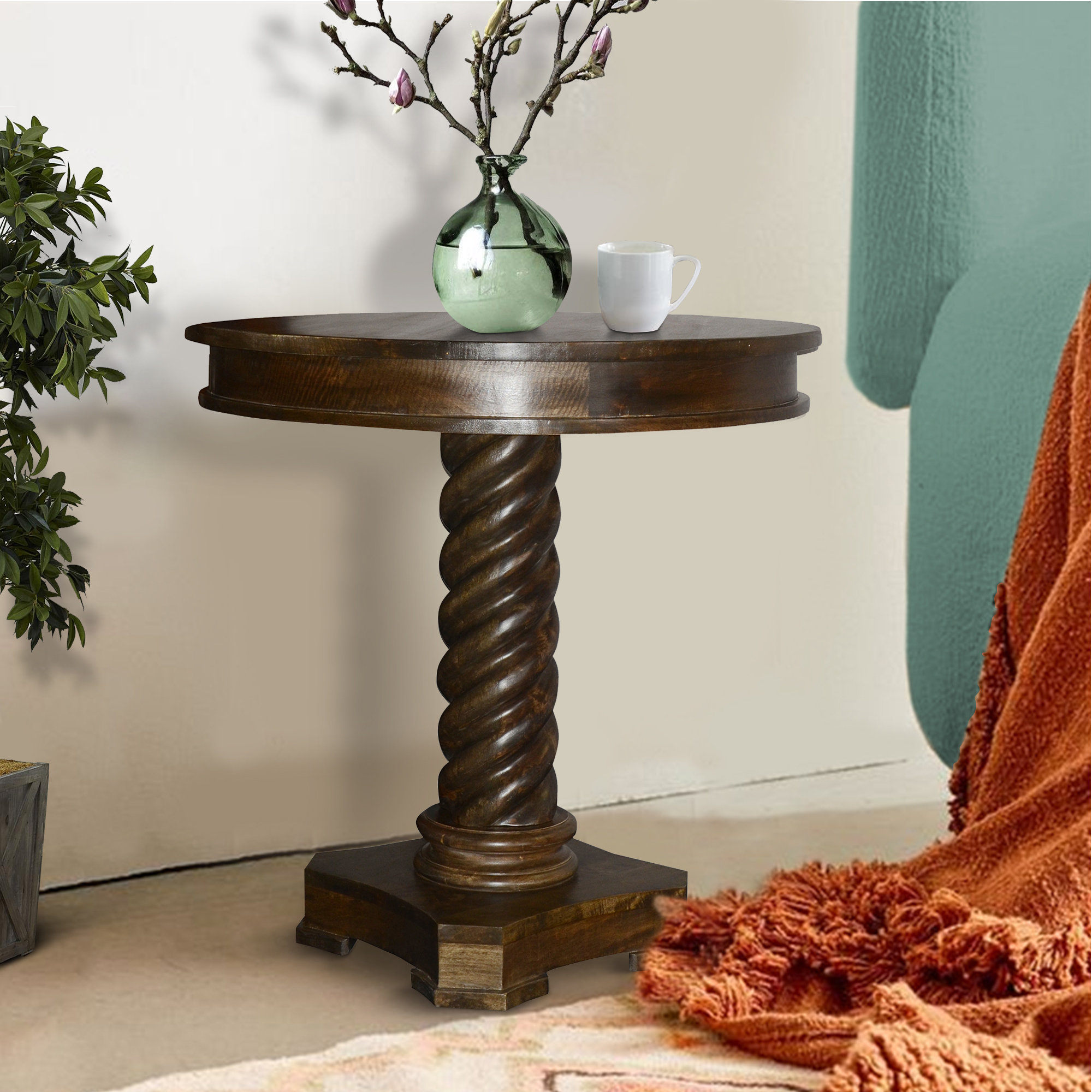 Canora Grey Eamon 30'' Tall Solid Wood Pedestal End Table & Reviews ...