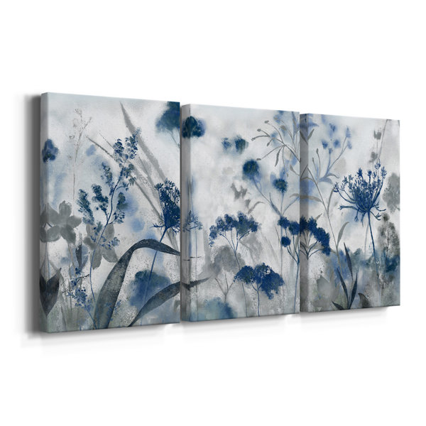 Lark Manor Inky Indigo - 3 Piece Wrapped Canvas Print & Reviews | Wayfair