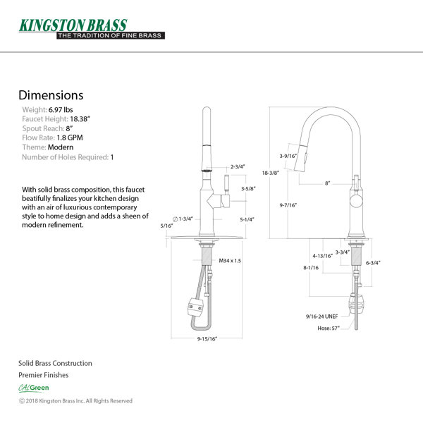 Kingston Brass Kaiser Kitchen Faucet & Reviews | Wayfair