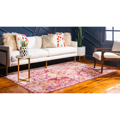 Bungalow Rose Glasser Performance Red/Yellow Rug & Reviews | Wayfair