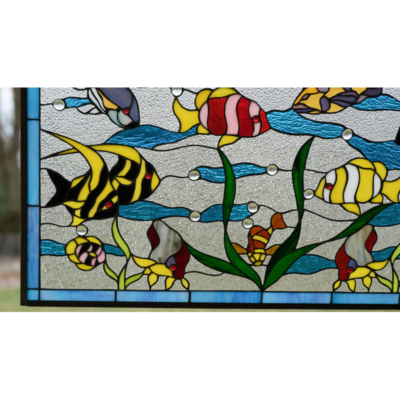 Rosecliff Heights Fish Under the Sea Stained Glass Window Panel | Wayfair