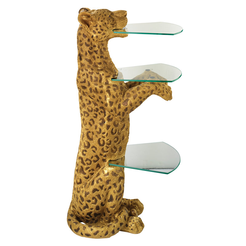 Design Toscano 42" Tall Royal Cheetah Glass End Table | Wayfair