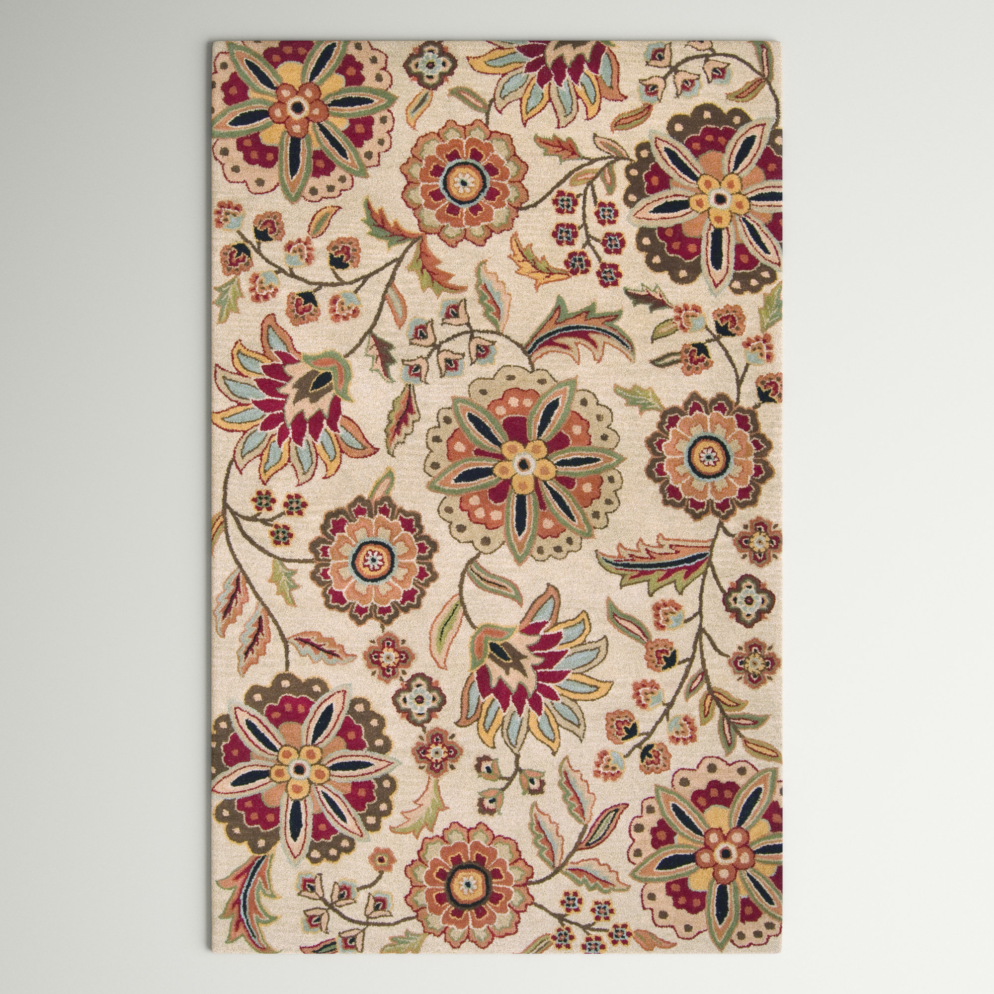 Langley Street Elsberry Floral Handmade Tufted Wool Multi-Color Area ...