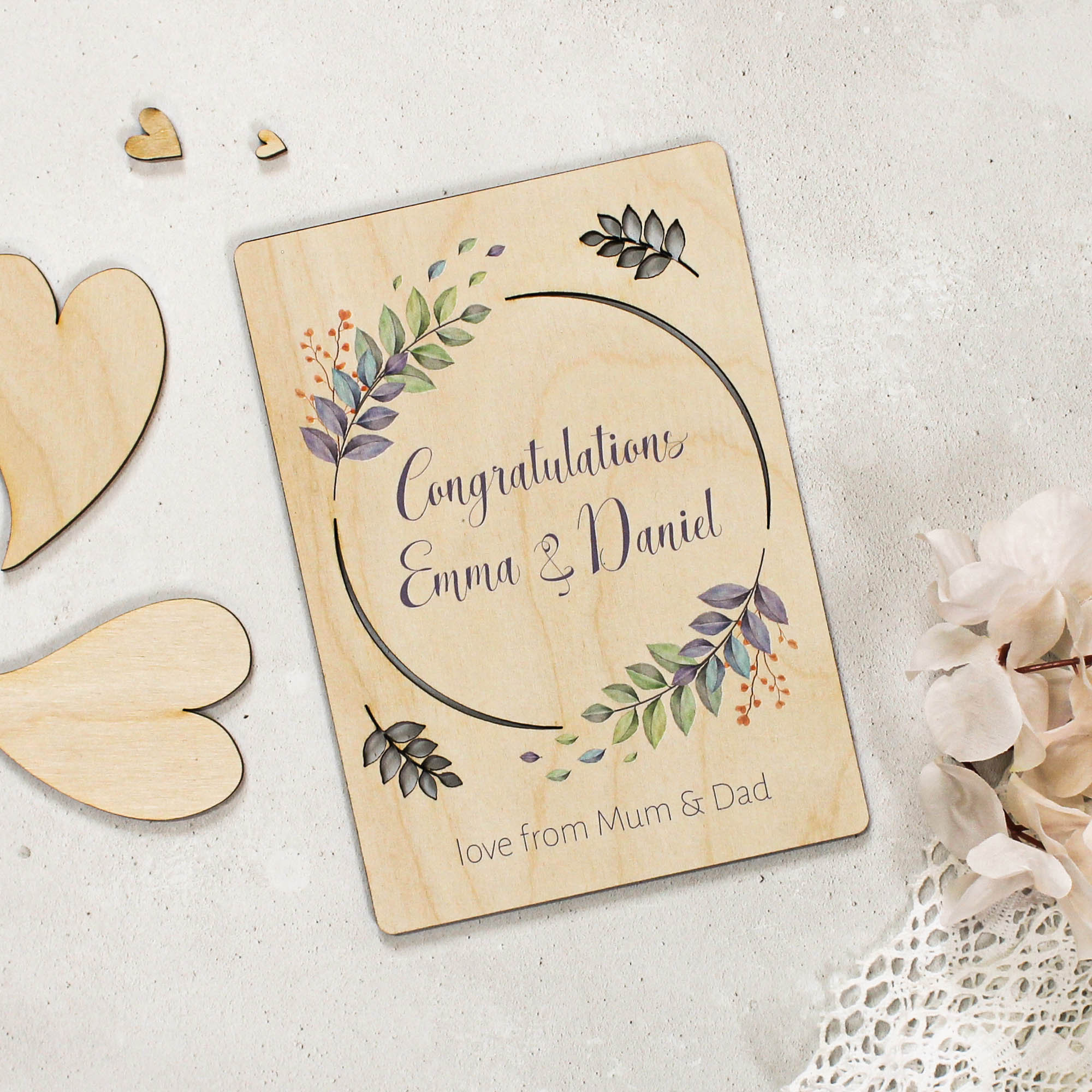 The Seasonal Aisle Horn Personalised Wedding Congratulations Card ...