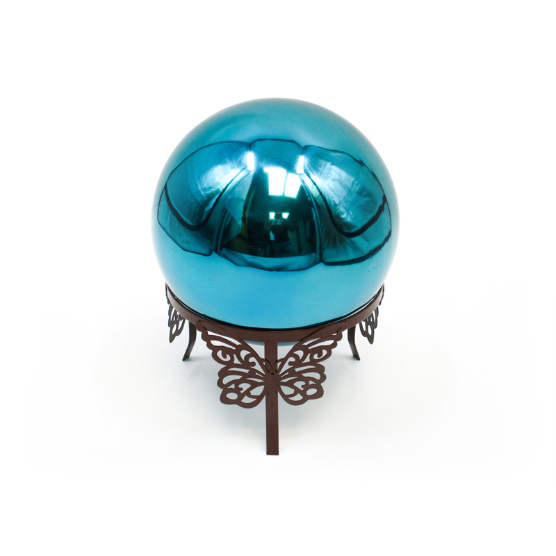 Arlmont & Co. Kohei Butterfly Metal Gazing Ball Pedestal | Wayfair