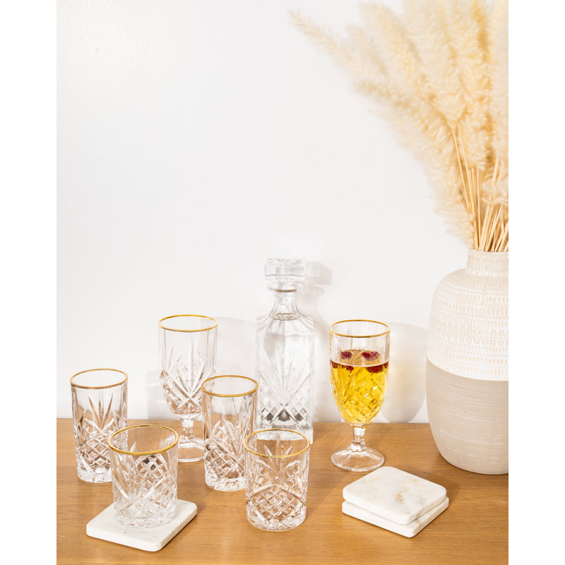 Godinger Silver Art Co Dublin Crystal Platnium Rim Water Goblet 16oz ...