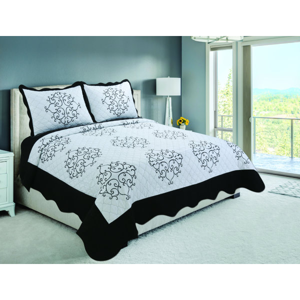 Embroidered-bedroom-quilt-set | Wayfair