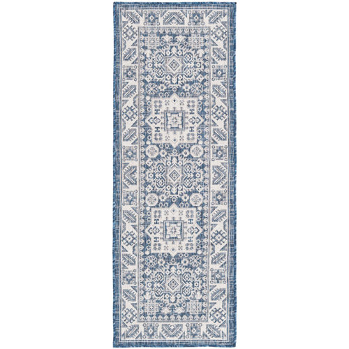 Dakota Fields Outdoor Chand Rug Ivory-Blue Color | Wayfair