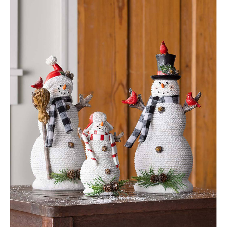 Plow & Hearth 3 Piece Snowman Family Holiday Figurine Set | Wayfair