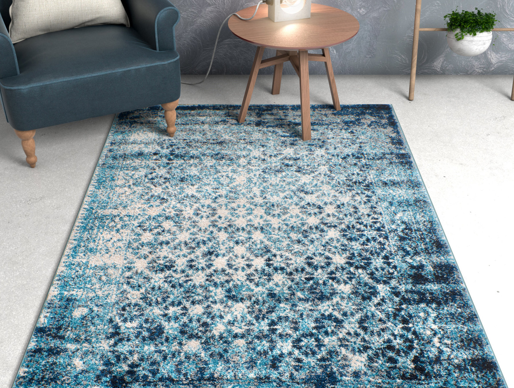 Bungalow Rose Allentow Modern Distressed Royal Blue Area Rug & Reviews ...