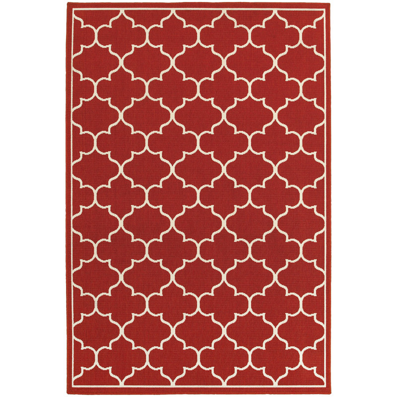 Lark Manor Russo Geometric Brick Red/Ivory Indoor/Outdoor Area Rug ...