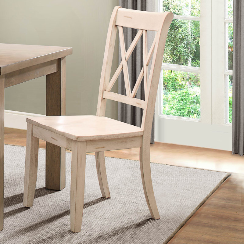 Gracie Oaks Eshell Solid Wood Cross Back Side Chair & Reviews | Wayfair