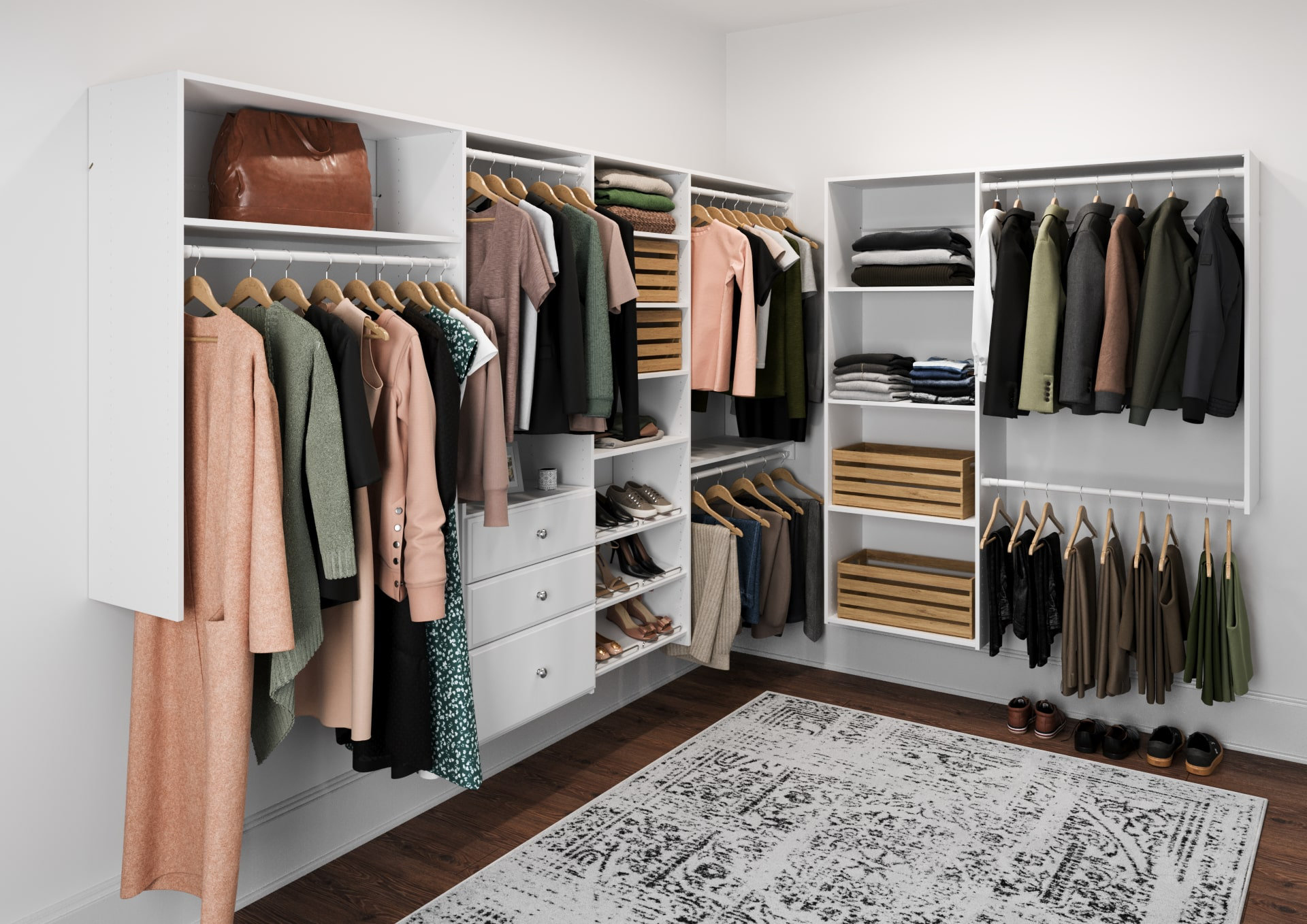 Dotted Line™ Grid 120" W Closet System Corner System & Reviews | Wayfair