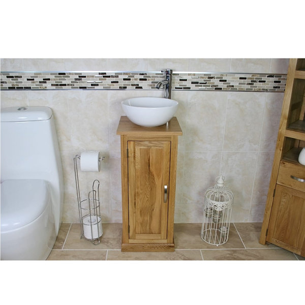 Belfry Bathroom Courtright Compact Solid Oak 350mm Free-Standing Vanity ...