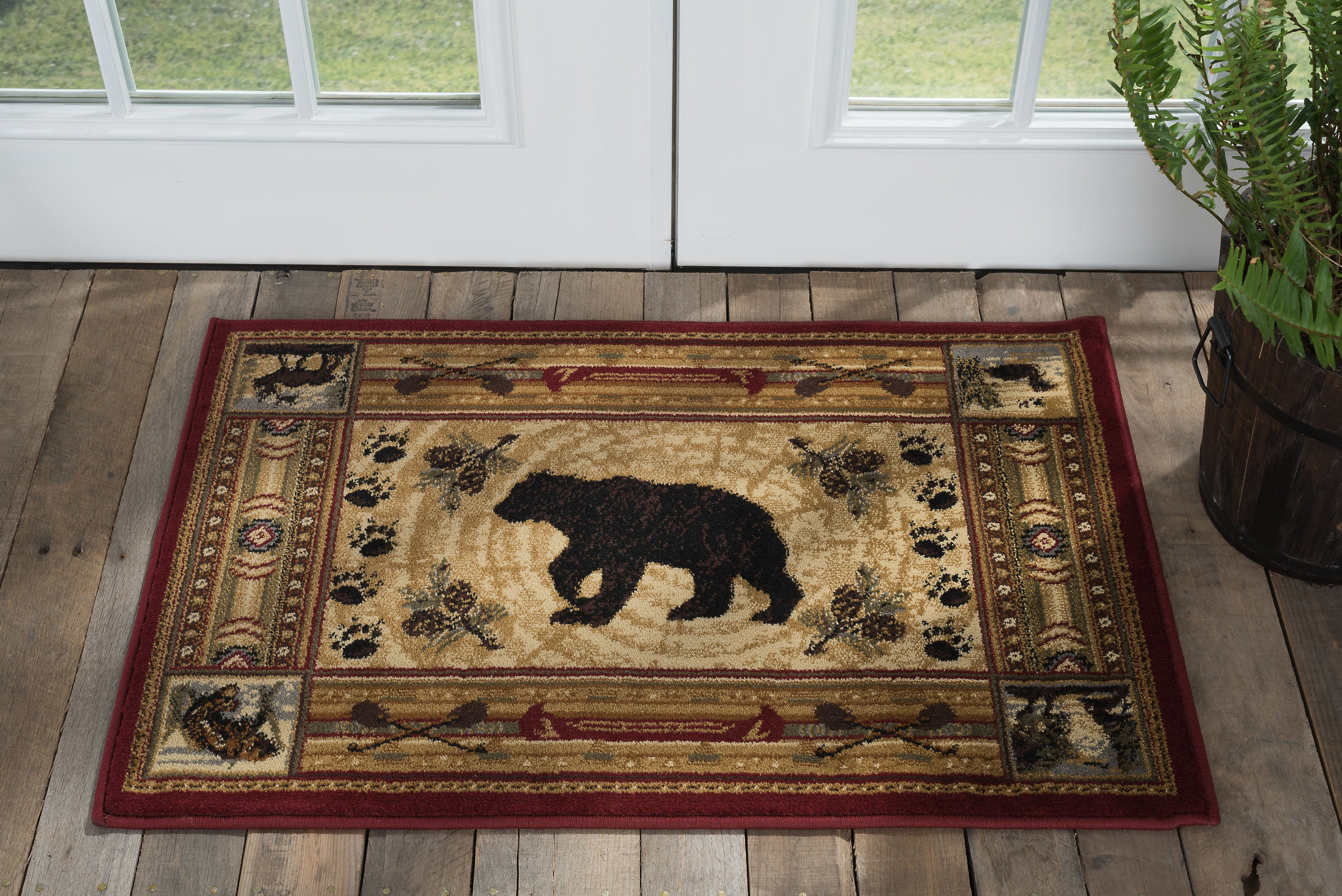 Threadbind Machine Woven / Power Loomed Performance Brown/Red Rug ...