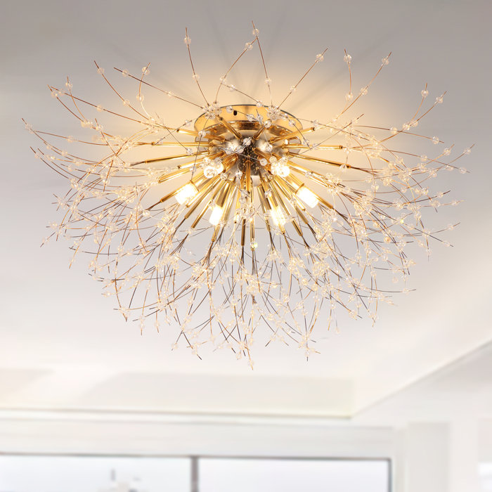 Everly Quinn 6-Lights Gold Crystal Dimmable Sputnik Sphere Globe ...