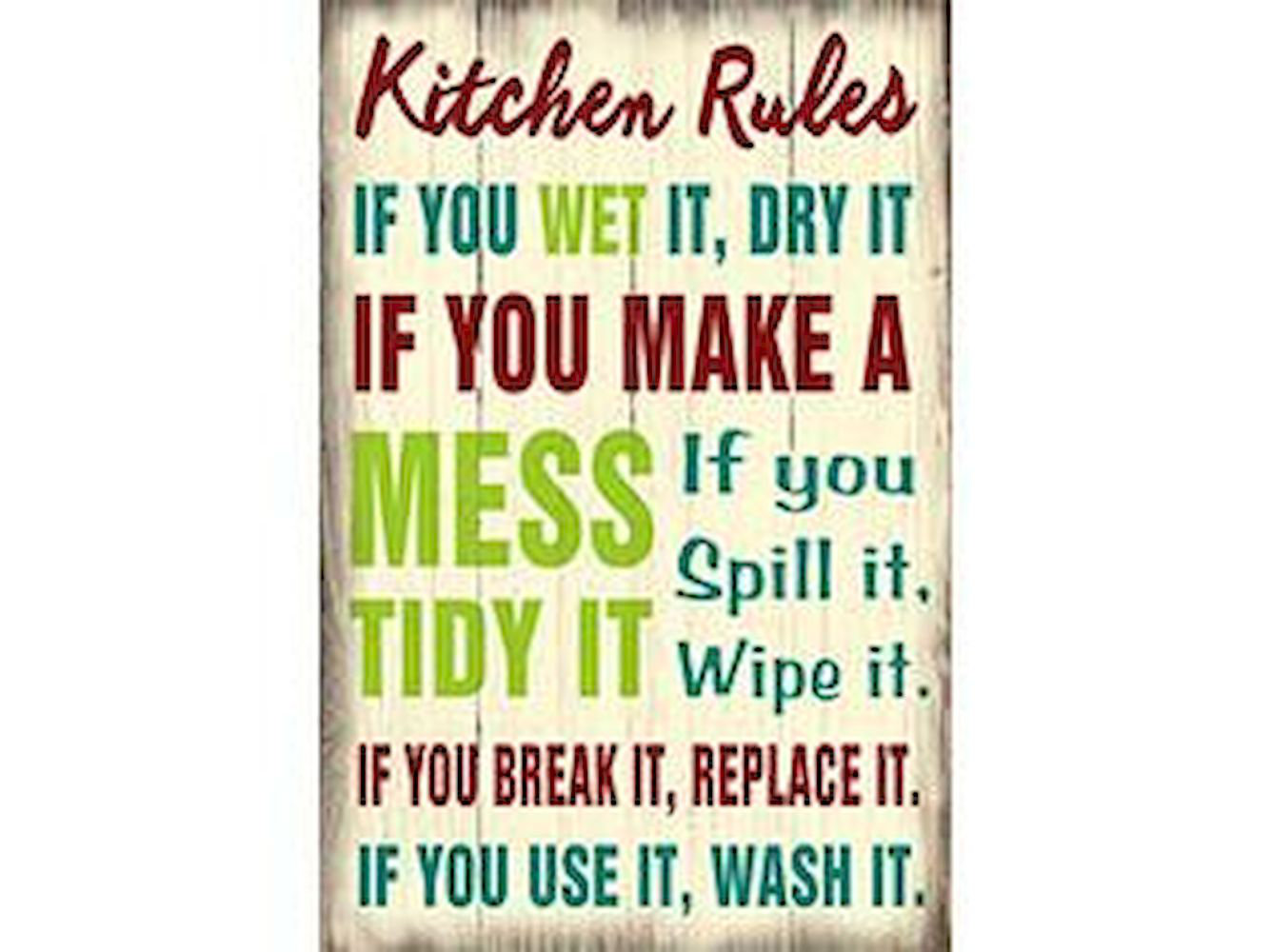 Winston Porter Kitchen Rules Wooden Sign Wall Décor | Wayfair