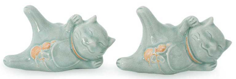 Trinx Albanese Lucky Cat at Play Ceramic Figurine | Wayfair