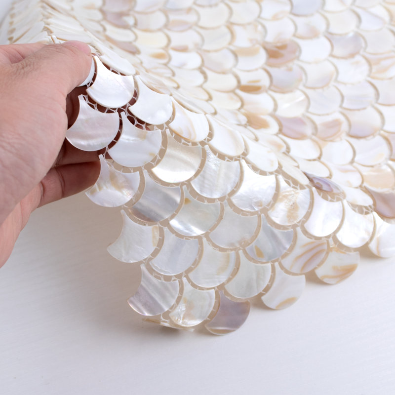 WS Tiles Mother of Pearl 1" x 1" Seashell Fish Scale Mosaic Sheet ...