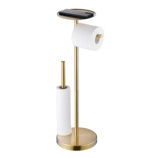 Jasmine Golden Brushed Toilet Paper Holder With Cell Phone Holder, SUS ...