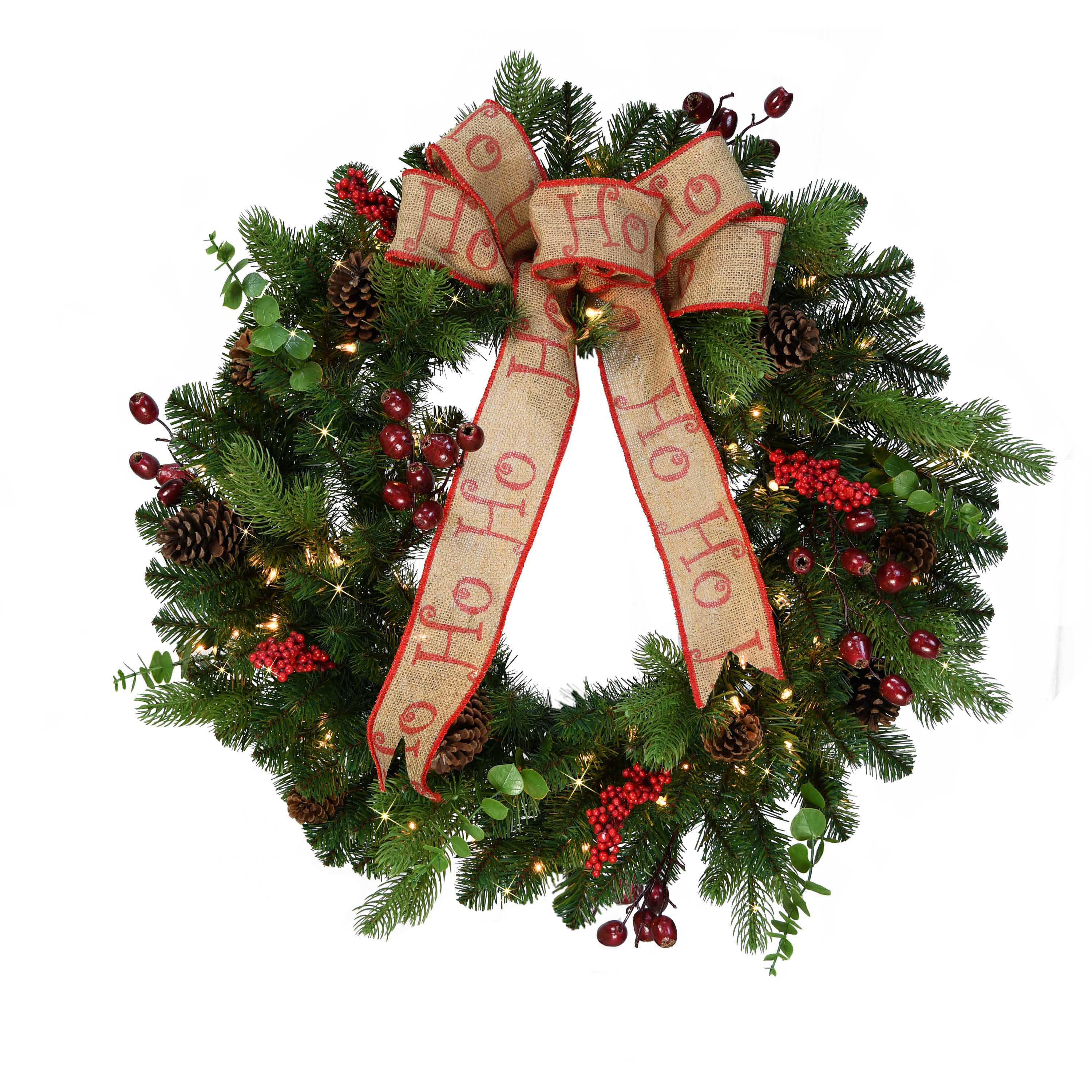The Holiday Aisle® Faux Lighted Rattan 25'' Wreath & Reviews | Wayfair