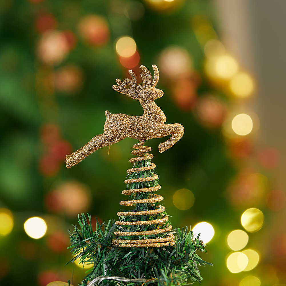 The Seasonal Aisle Gold Christmas Reindeer Christmas Tree Topper ...