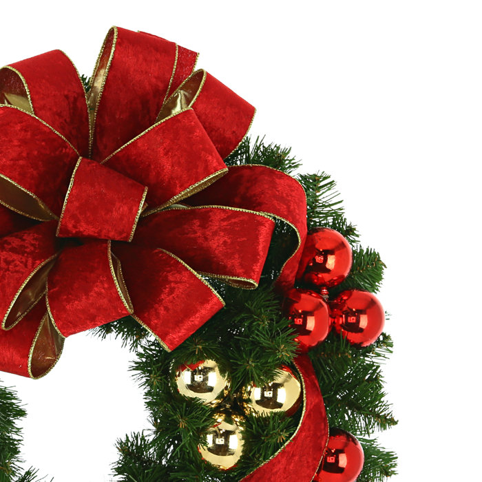 Creative Displays, Inc. Holiday Evergreen Wreath with Gold and Red ...