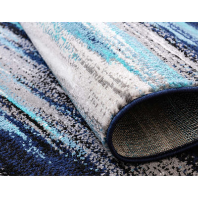 Wrought Studio Sidney Performance Navy Blue Rug & Reviews | Wayfair