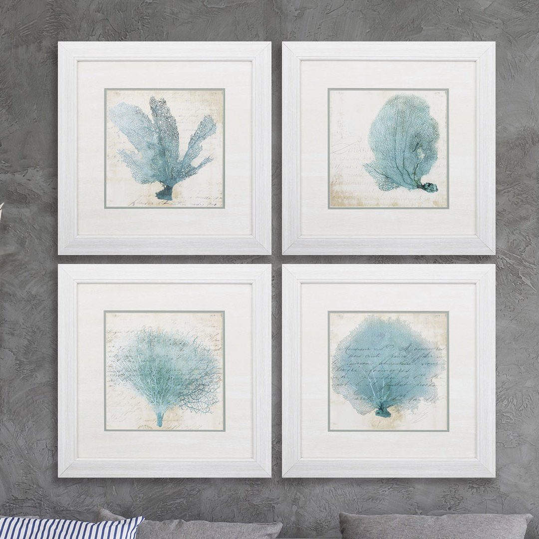 Highland Dunes Blue Coral - 4 Piece Picture Frame Print | Wayfair