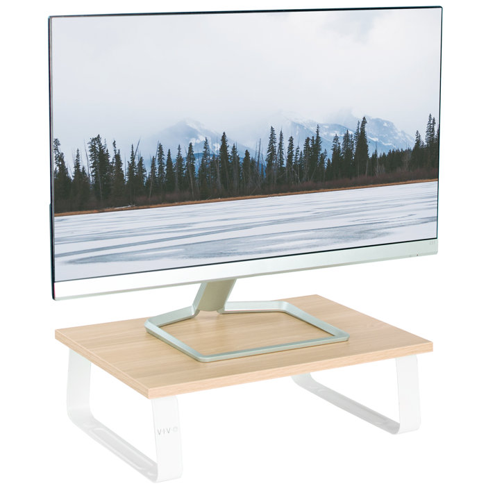 VIVO 15" Desktop Stand Monitor Riser, Desk Organizer, Light Wood Top ...